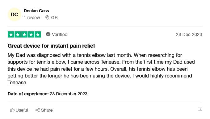 Tennis elbow pain relief with Tenease